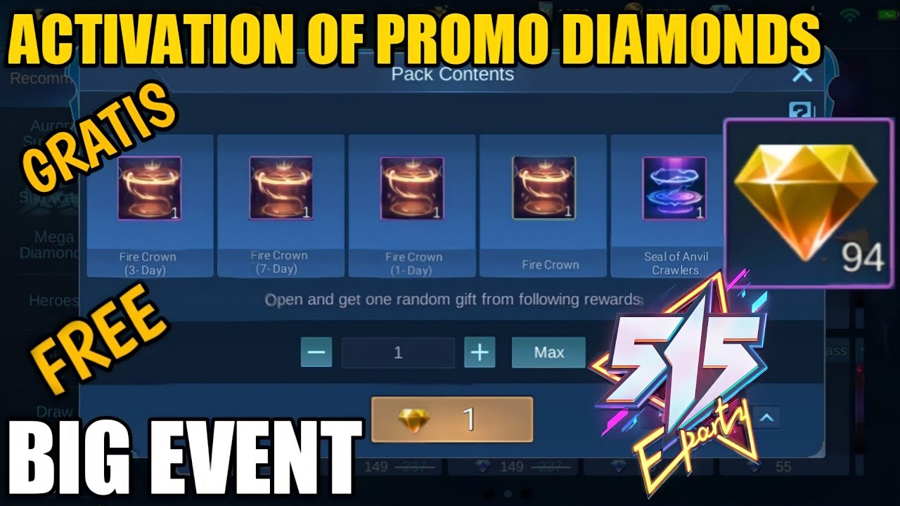 BIG EVENTS ACTIVATION OF PROMO DIAMONDS 1 ALL ITEMS NO NEED MORE PROMO ...