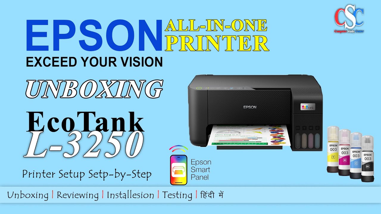 Epson L3250 Printer Unboxing | Reviewing | Testing | Setup ...