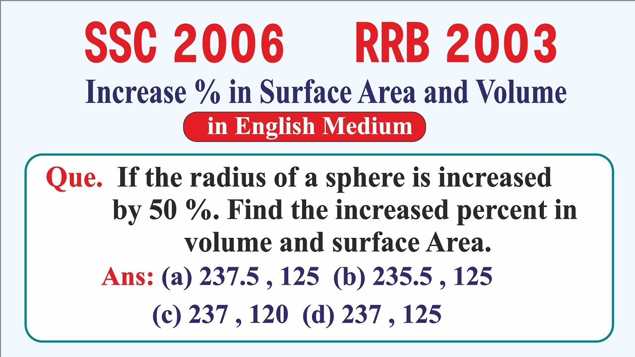 Increase percentage in Surface Area and Volume // SSC RRB ...