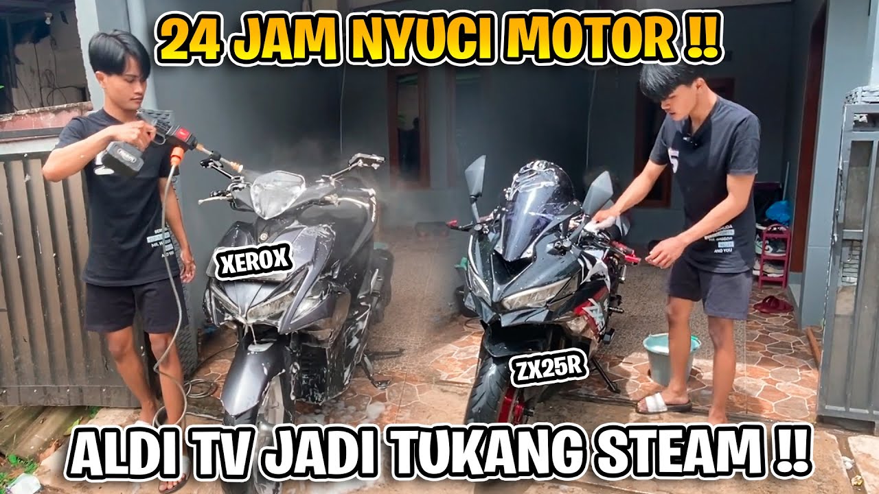 24 JAM ALDI TV TUKANG CUCI MOTOR !! KOTOR BANGET MOTOR GUA CUK !! - YouTube