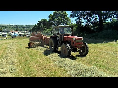 Haymaking Using Vintage Tractors / Baler ( 2018 ) - YouTube