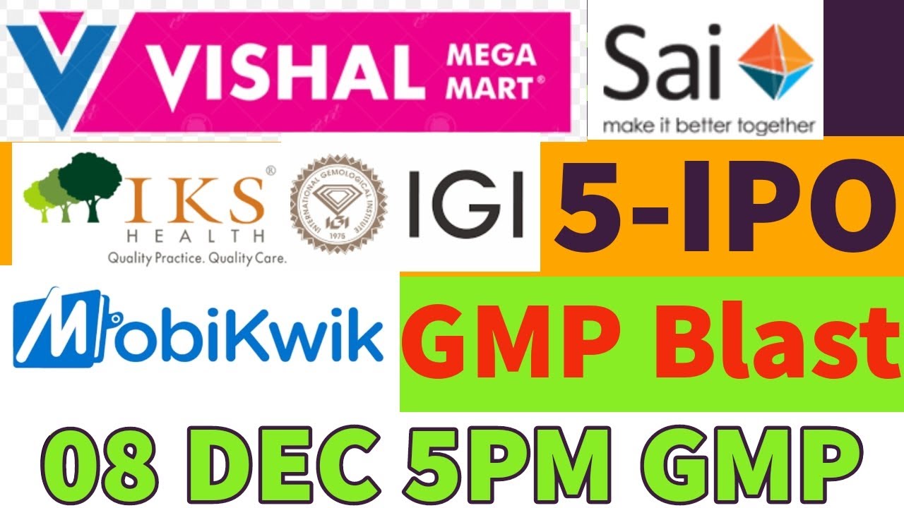 Vishal Mega Mart ipo gmp today🤑Mobikwik ipo gmp🤑Sai ipo gmp💥iks health ...