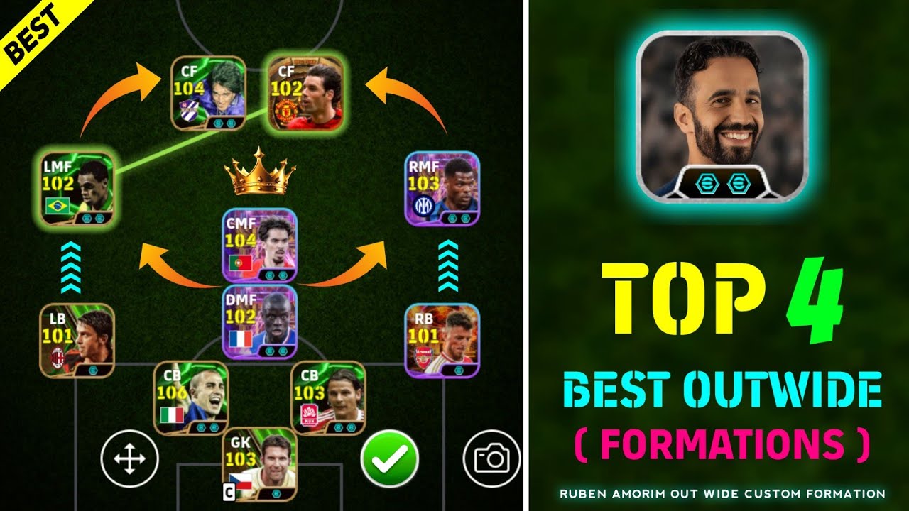 Best 4 Out Wide Formations in eFootball 2026 🔥 Ruben Amorim Link Up ...