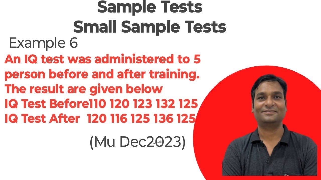 Small Sample Tests Example 6 - YouTube