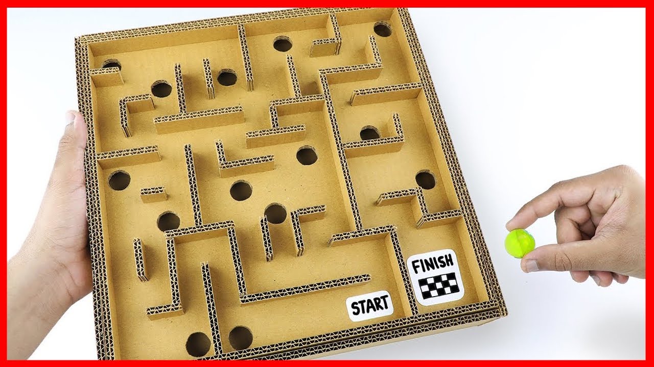 COMO FAZER O JOGO DE LABIRINTO DE PAPELÃO PARA O DIA DAS CRIANÇAS - YouTube