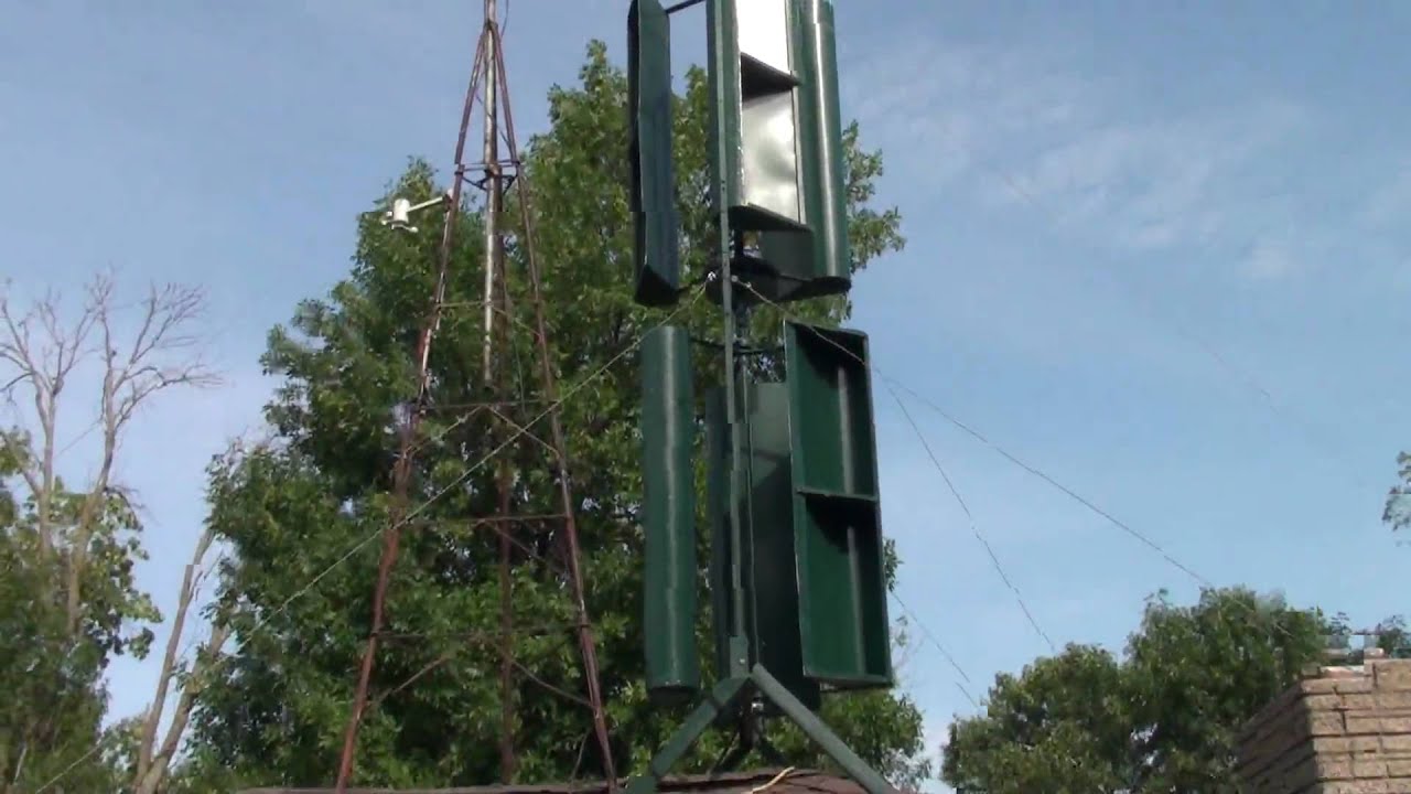 view of Lenz 2 counter rotating turbine no wind - YouTube