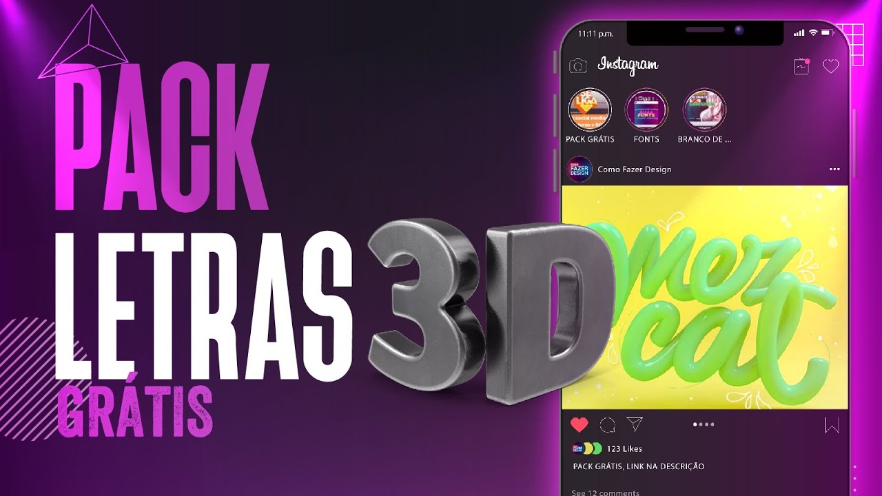 PACK DESIGN [LETRAS 3D] Editável - GRÁTIS | PHOTOSHOP - YouTube