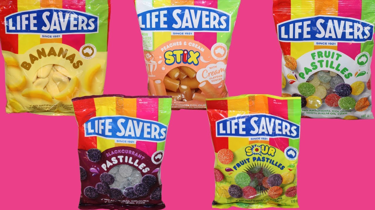 Life Savers: Bananas, Peaches & Cream, Fruit Pastilles, Blackcurrant ...