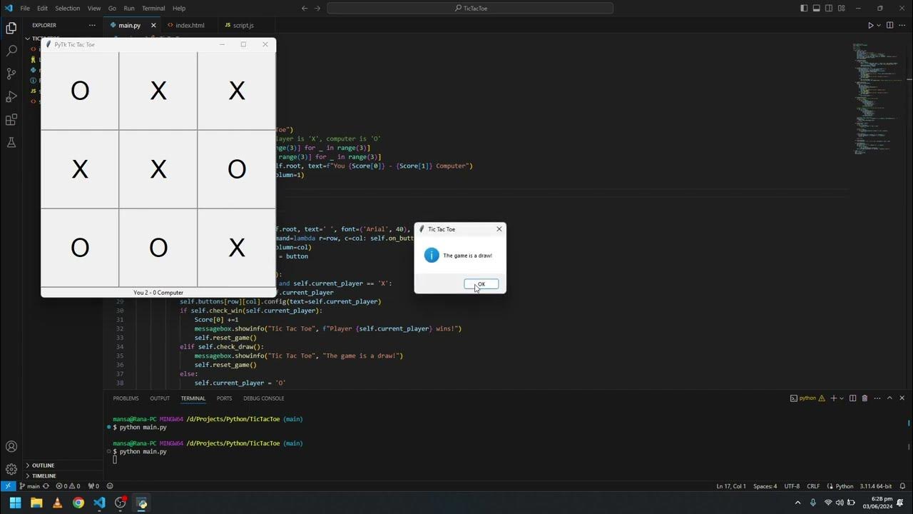 Tic Tac Toe | using Tkinter | Python | HTML + CSS - YouTube