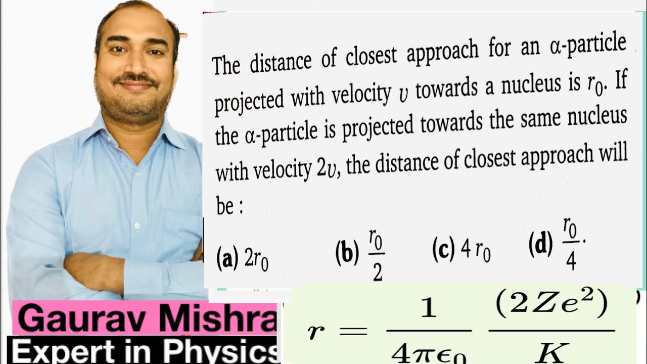 The distance of closest approach for alpha particle projected with ...