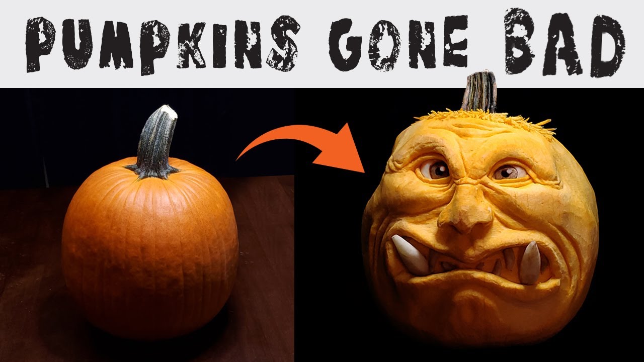 Carving an ogre pumpkin - YouTube