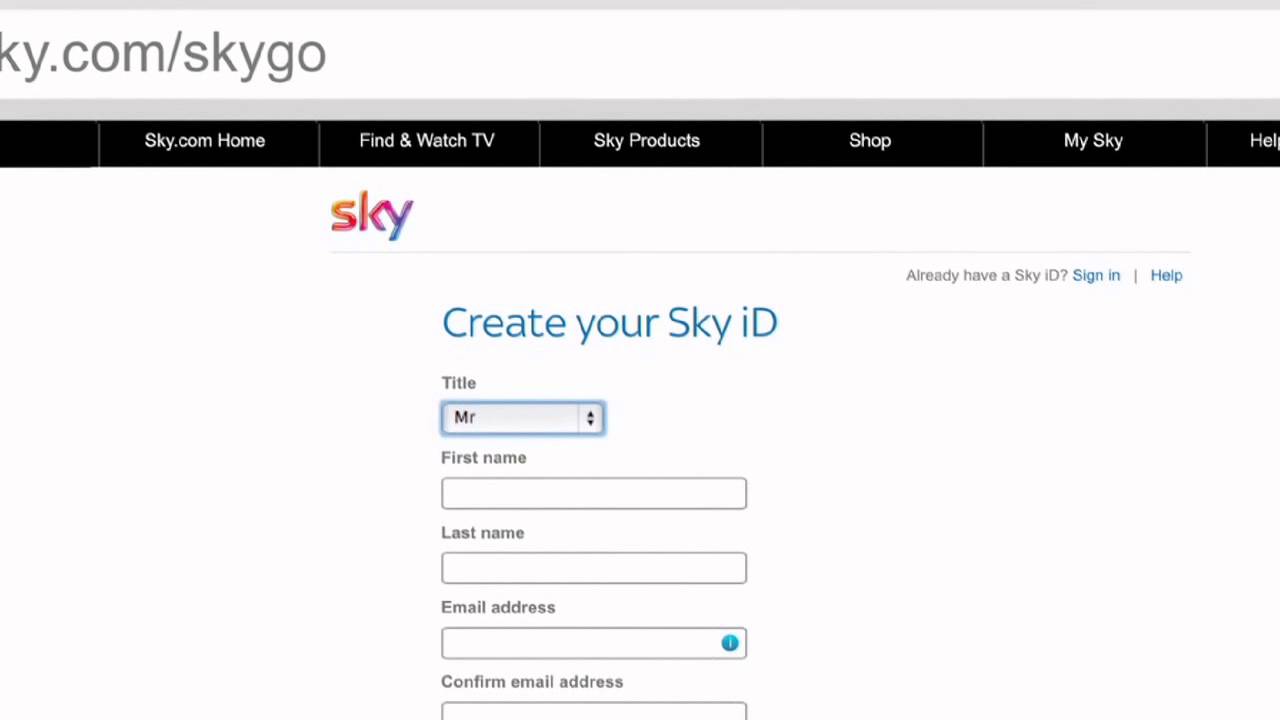 Sky Go Registration SKY COM final - YouTube