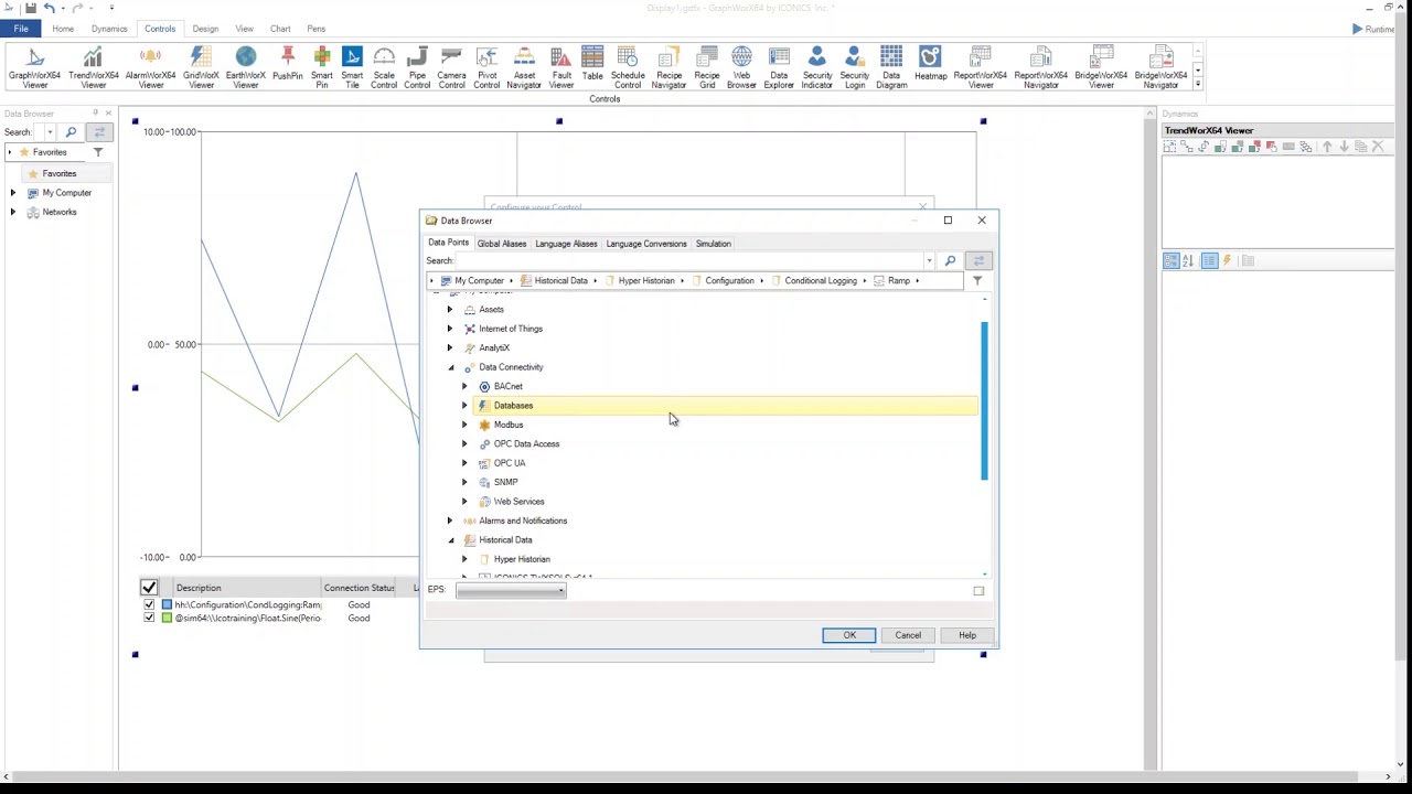 Iconics GraphWorx Trend Viewer 3 Adding Pens to a Trend Viewer - YouTube