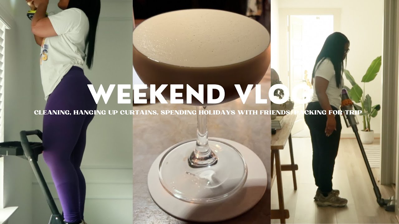 Weekend Vlog | cleaning, packing for trip, going out, hanging up ...