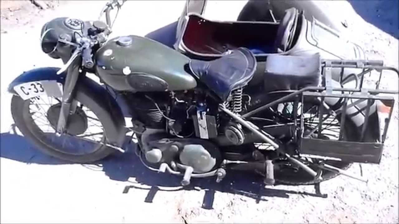 The sound of BSA M33 500ccm 1957mod running on road. - YouTube