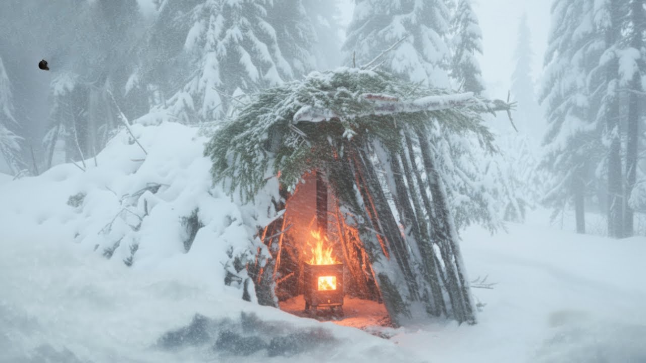 I Survived in a WINTER Forest in Insulated Tent | Extreme Winter Life ...
