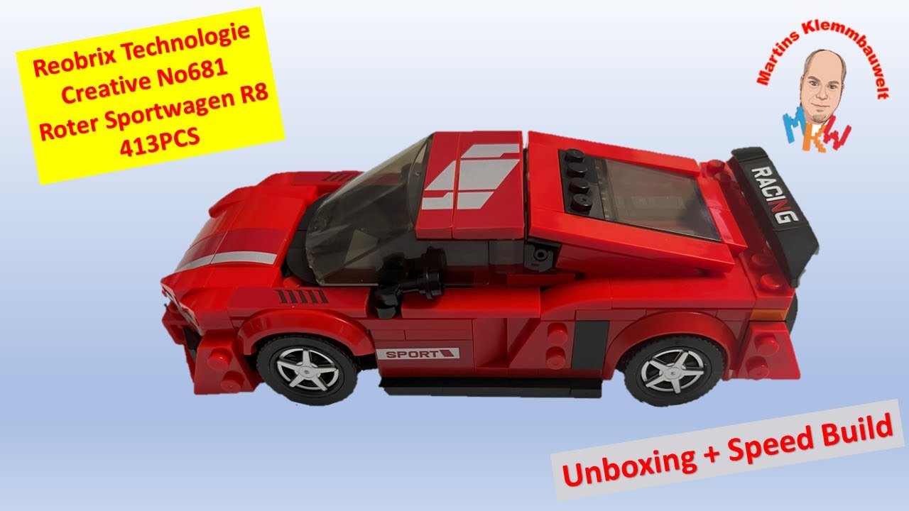 Reobricks Technologie Creative Roter Sportwagen R8 Unboxing und Speed ...