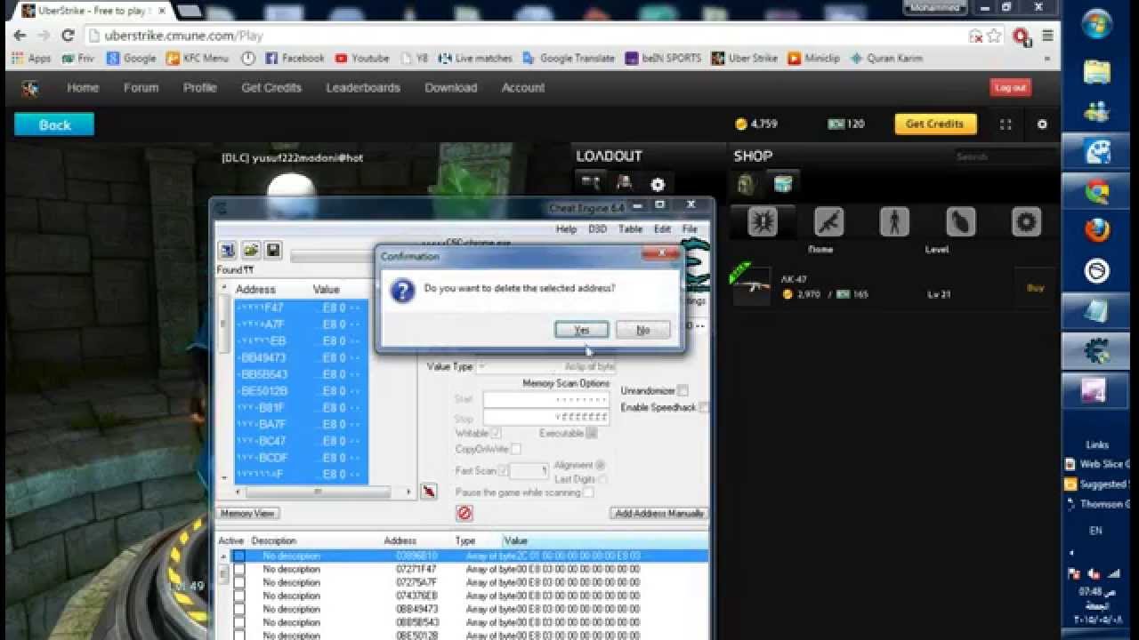 Uberstrike Hack, shotgun; RATE OF FIRE, DAMAGE by cheat engine 6.3 or 6.4 - YouTube