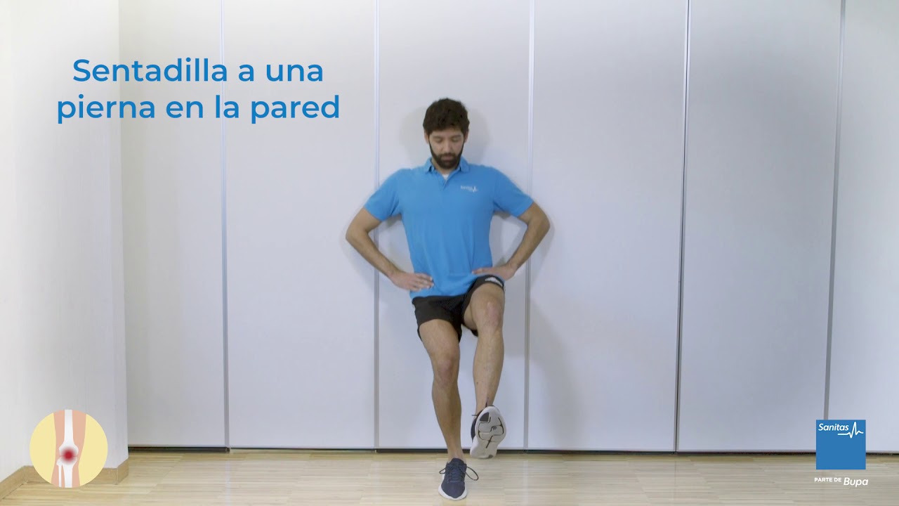 Sentadilla a una pierna en la pared - YouTube