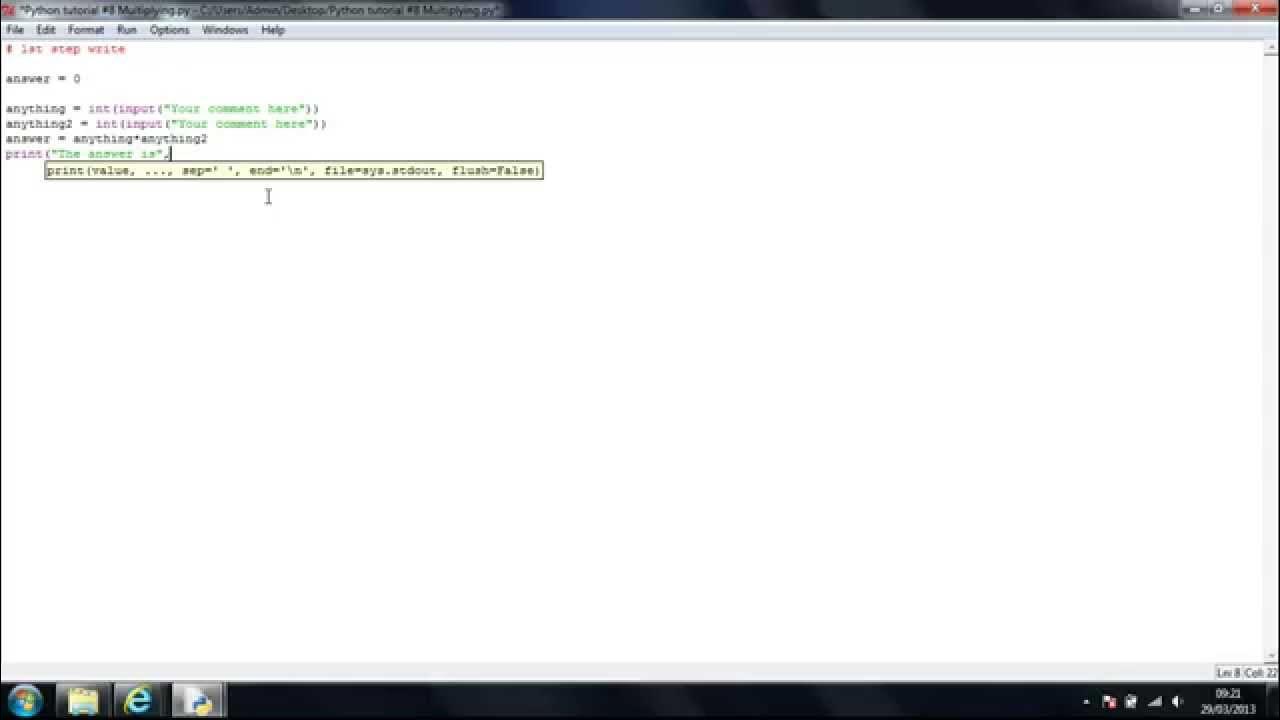 Python tutorial #8 Multiplying - YouTube
