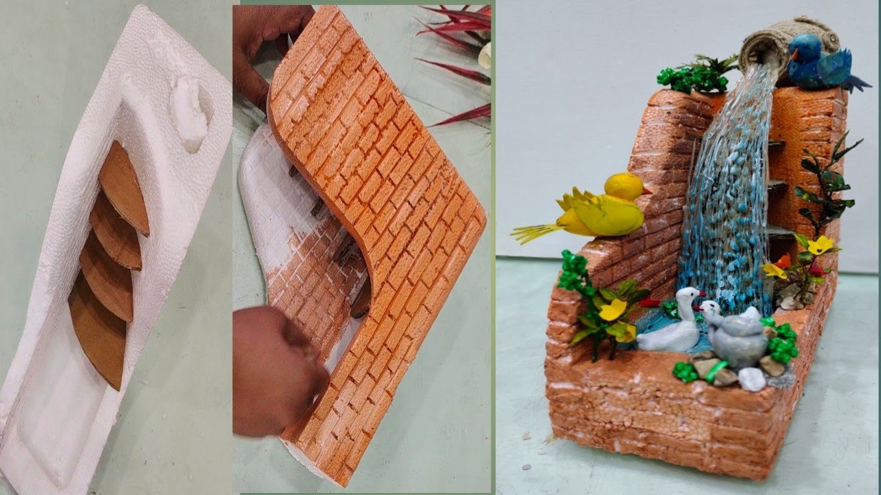 How to make a mini waterfall /Diy small pond waterfall step by step ...