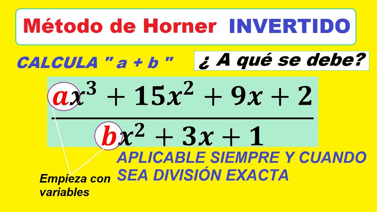 Horner Para Dividir Polinomios Ejemplos Y Ejercicios División Método
