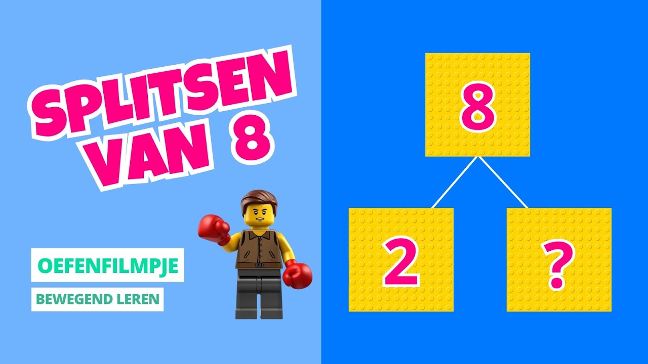 Splitsen van 8 oefenen | Rekenen groep 3 en eerste leerjaar | Bewegend ...