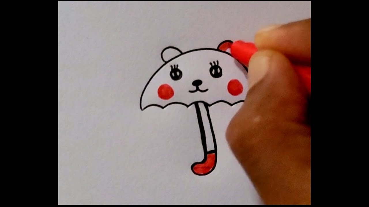 How to draw a cute umbrella drawing - YouTube