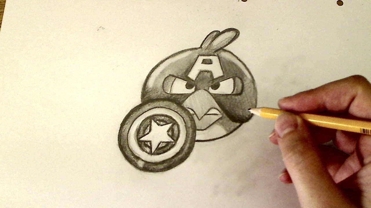 Learn How to draw Captain America - Angry birds Avengers - YouTube