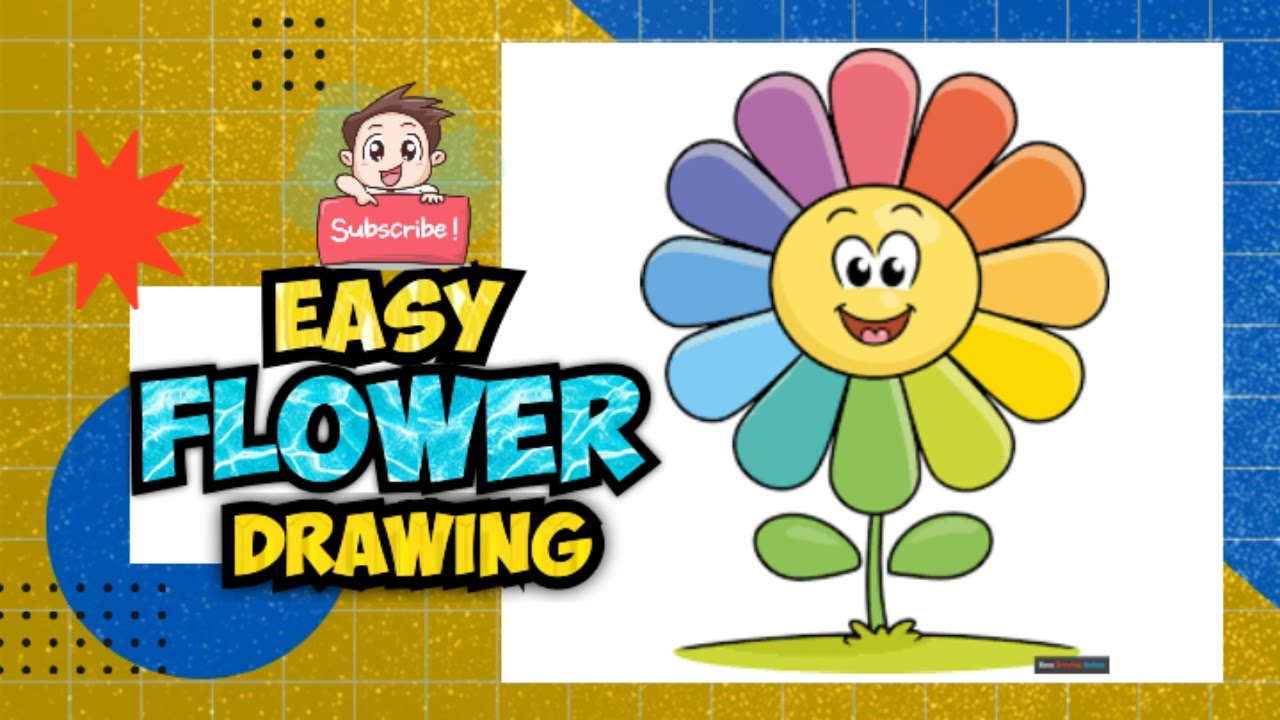 Children Art And Craft Easy Smiling Colorful Flower Draw Step by Step # ...