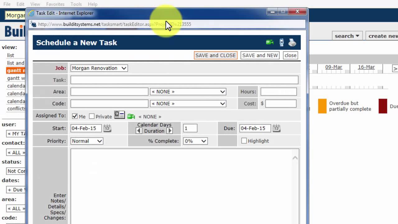6.1 Create a new task in BuildIT construction scheduling software - YouTube
