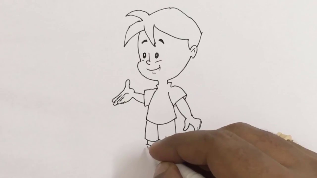 How to draw a boy standing and explaining something step by step1 - YouTube