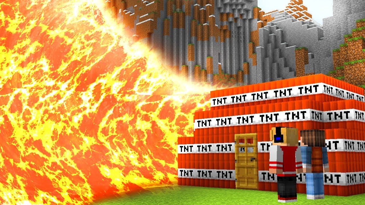 CASA DE TNT VS TSUNAMI DE LAVA NO MINECRAFT ! (FOMOS EXPLODIDOS?) - YouTube