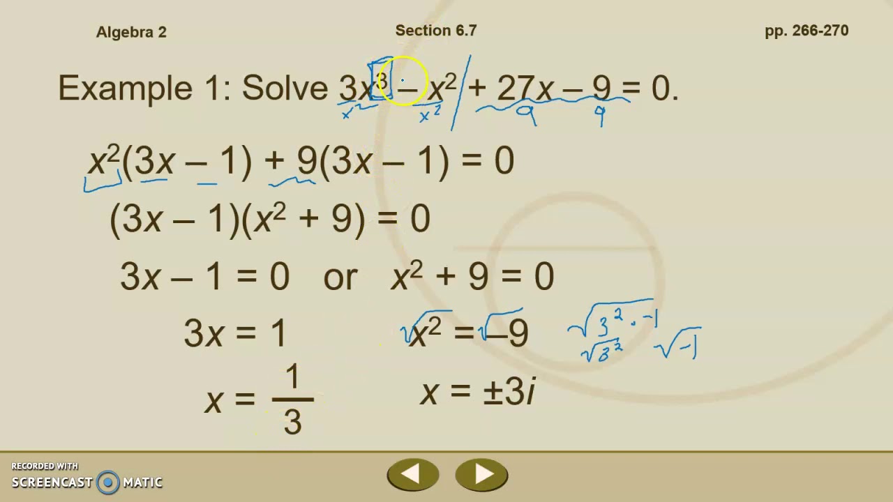 Algebra 2 6.7 Polynomial Equations part 1 - YouTube