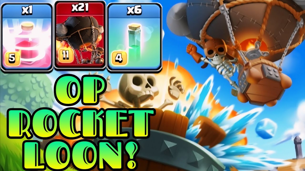 Overpowered Rocket Balloon Attack Strategy! 21 RocketLoon + 6 Invisibility + Recall Spell COC ...