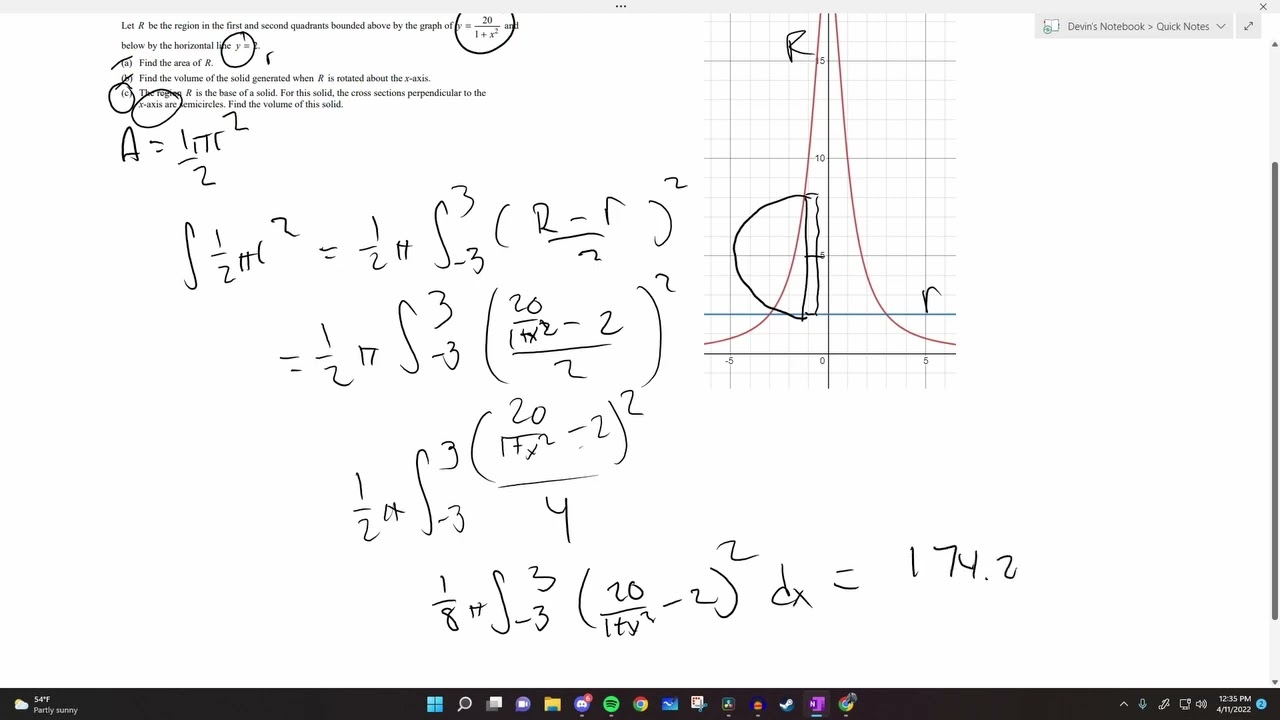 2007 AB FRQ #1 Semicircle Cross Section - YouTube