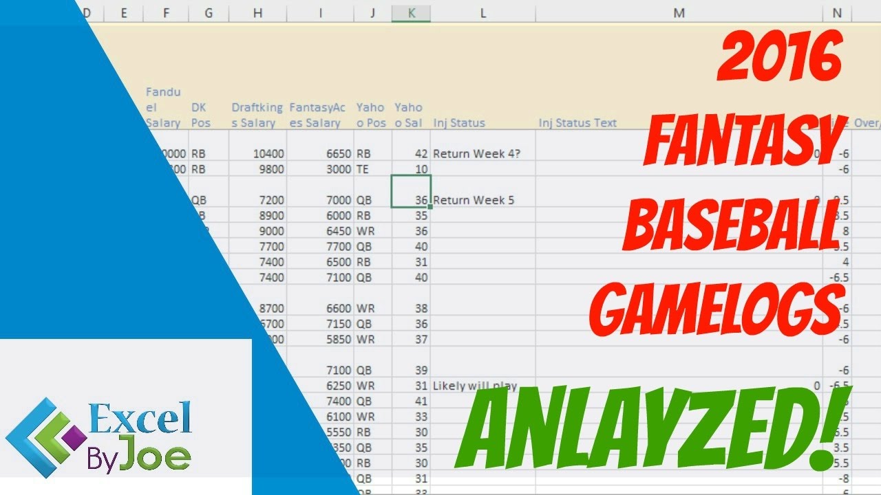 2016 MLB player gamelogs - Analyzed - YouTube
