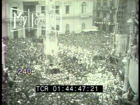 1940s Italian Festival of Towers People Carry Crowds Hop