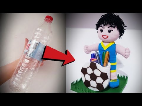 😍İNANILMAZ!/💥PET ŞİŞE VE ÇORAPTAN FUTBOLCU KALEMLİK YAPIMI🔊