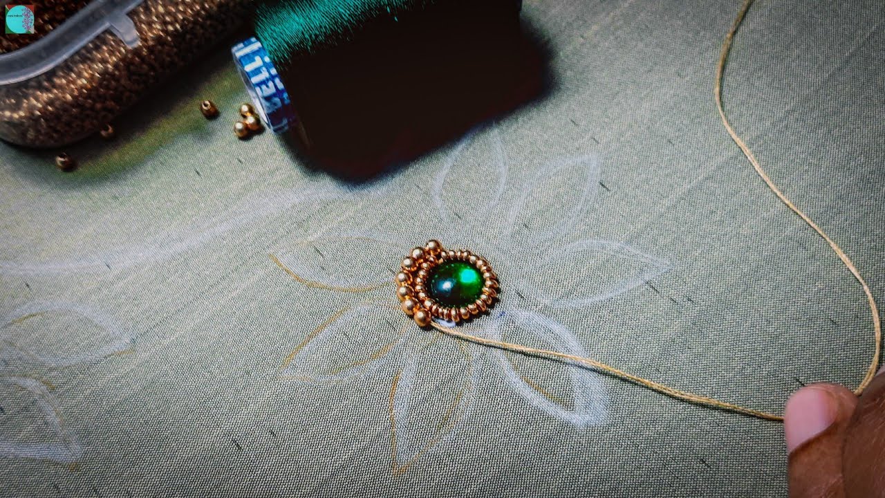 simple beautiful aari thread work using normal needle - YouTube
