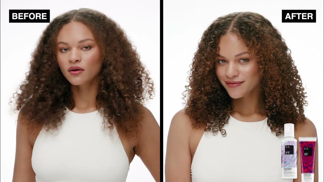 IGK Hair Curl Collection - Soft & Defined Curls using Class of '93 Curl Cream and Good Spin ...