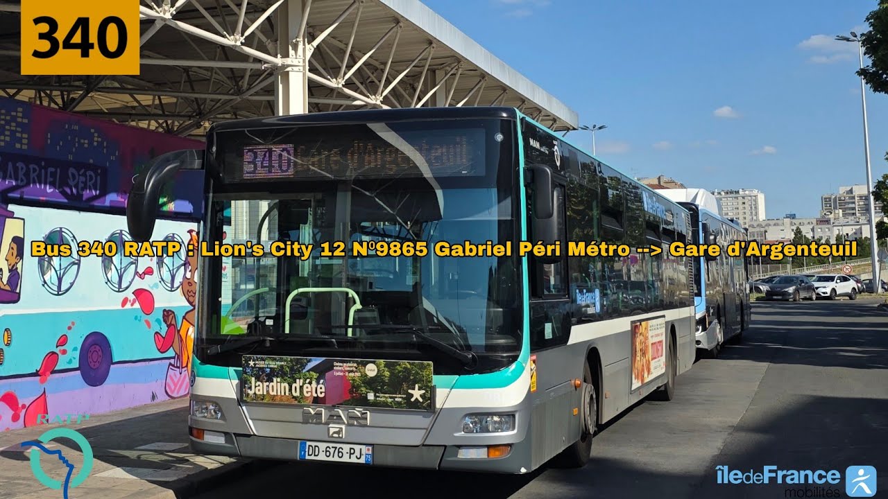 Bus 340 RATP : Lion's City 12 N⁰9865 Gabriel Péri Métro / Gare d ...
