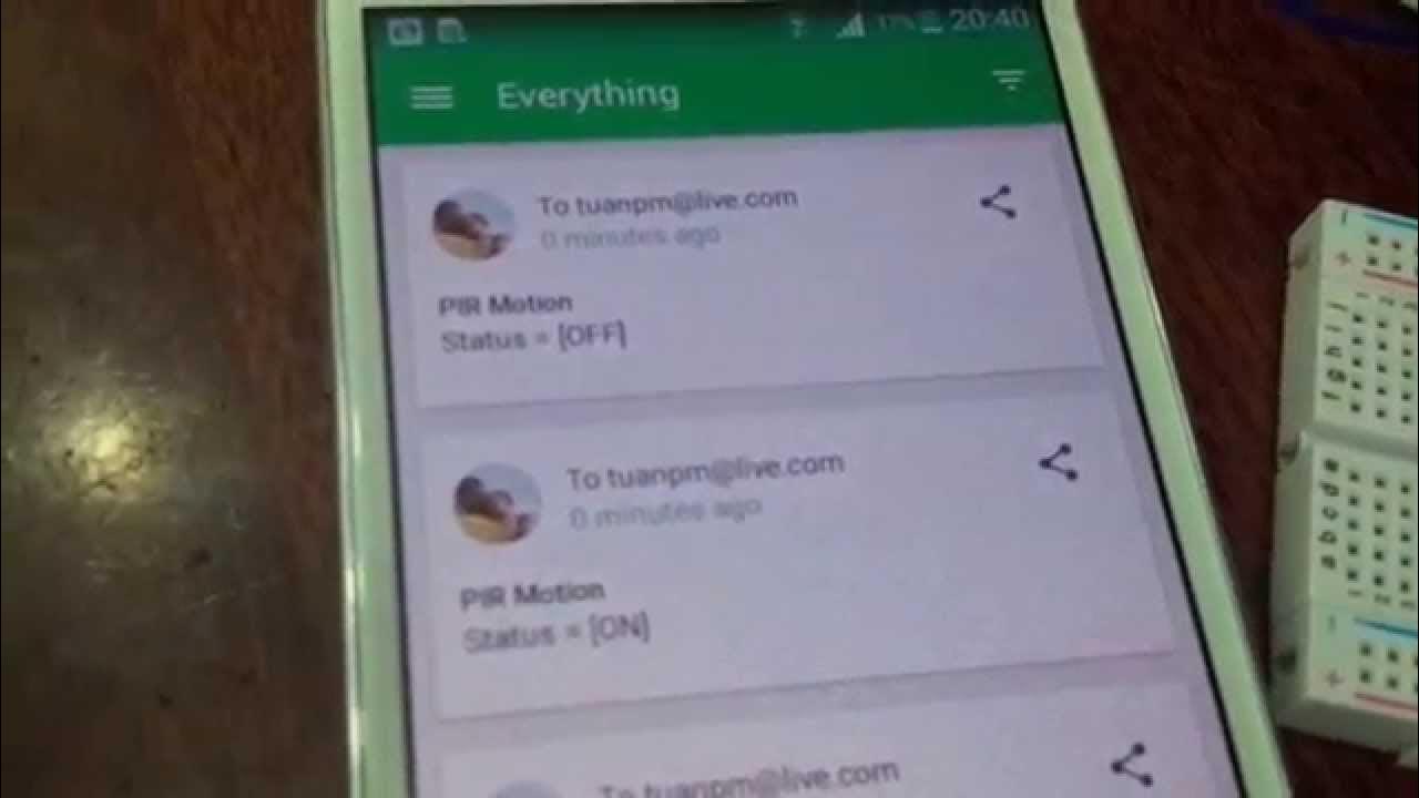 Pir motion detect and send pushbullet push notification with esp8266 - YouTube