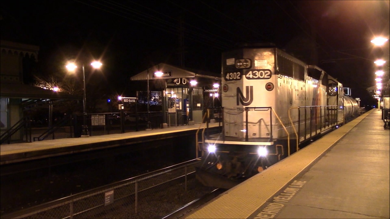 Full HD 60FPS: NJT GP40-2 #4302 Leads the Aqua Train through Red Bank ...