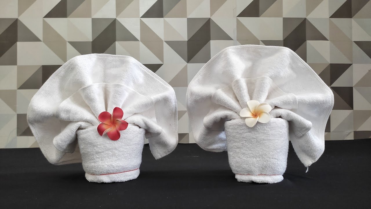 Flower vase Towel art | Towel Folding design - YouTube
