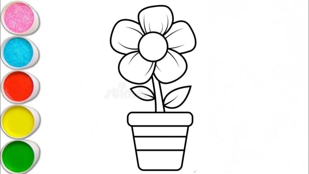 menggambar dan mewarnai setangkai bunga | drawing and coloring a cute ...