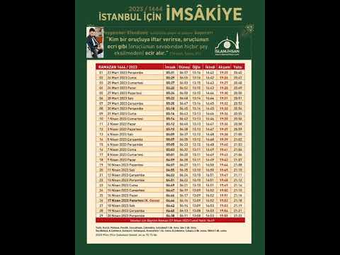 İSTANBUL RAMAZAN İMSAKİYESİ 2023