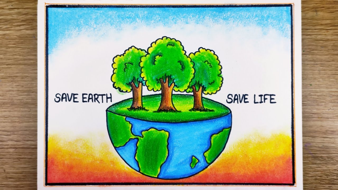 Save Earth Save Life | World Environment day drawing | My green earth ...
