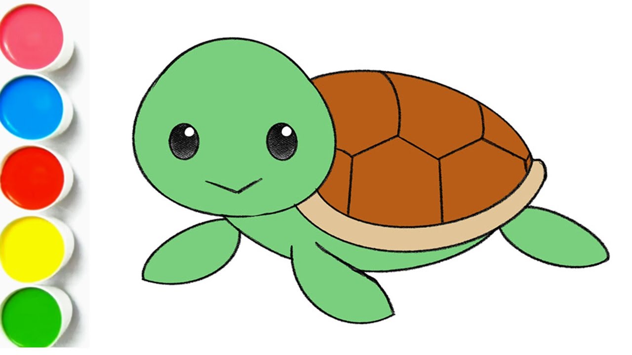 Turtle 🐢 Drawing, Painting and Coloring for Kids, Toddlers | EASY ...