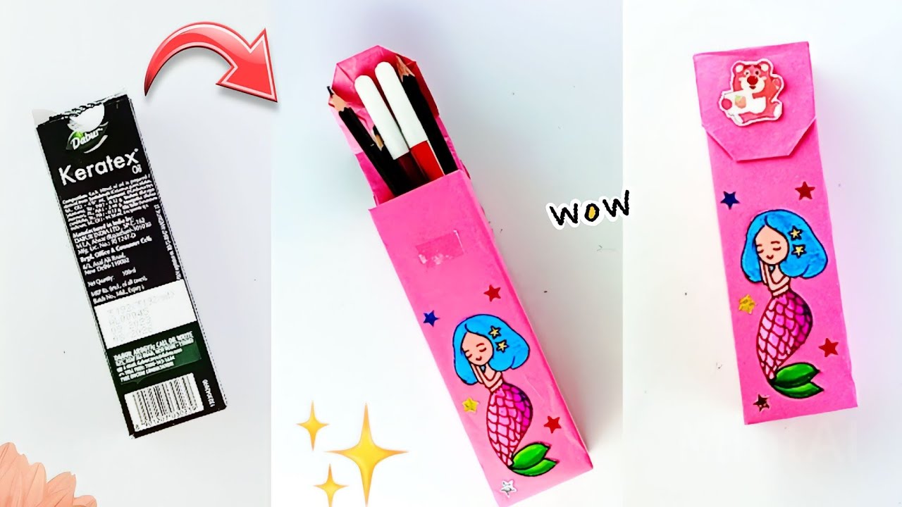 How to make pencil box with waste Box / DIy pencil case / school craft ...